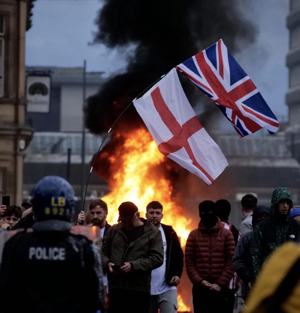 English hooligans clash with UK Police in several cities.